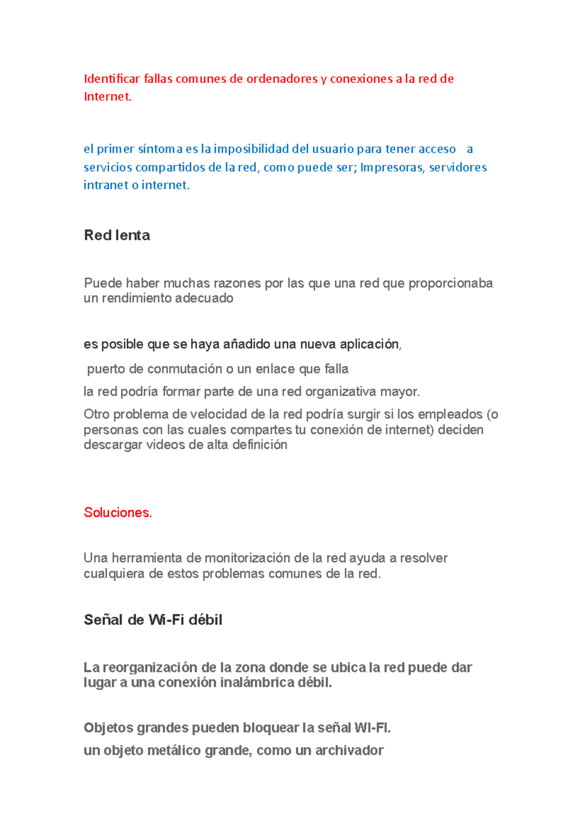 Identificar fallas comunes de ordenadores y conexiones a la red de ...