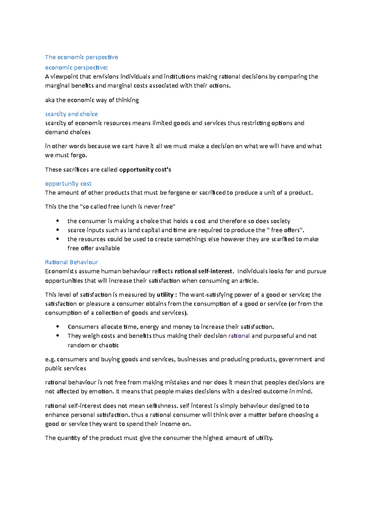 chapter 1 economic perspective - The economic perspective economic ...