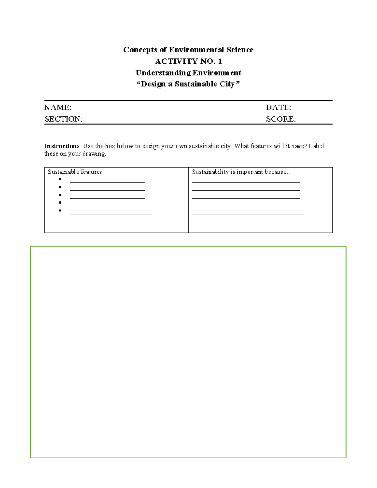 CES- Activity 1-Design-a-Sustainable-City - Concepts of Environmental ...