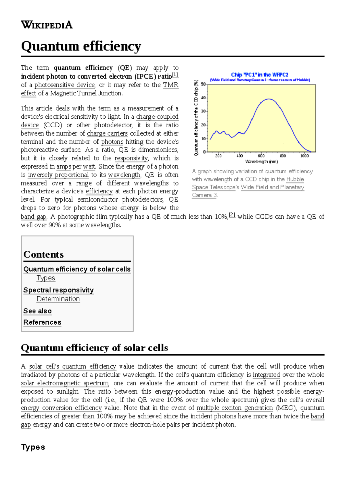 Quantum efficiency - A graph showing variation of quantum efficiency ...