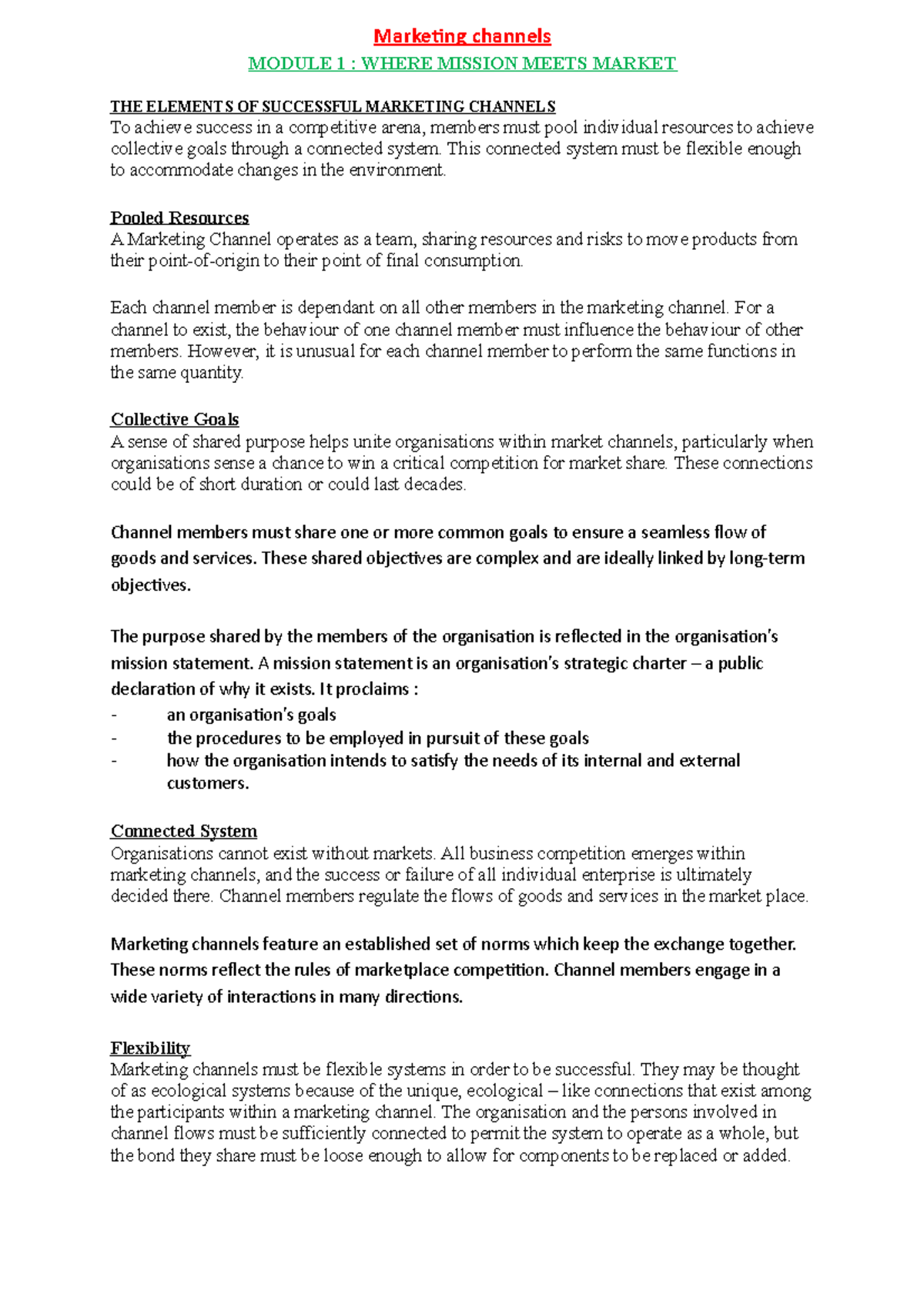 Marketing channels - communication - Marketing channels MODULE 1 ...