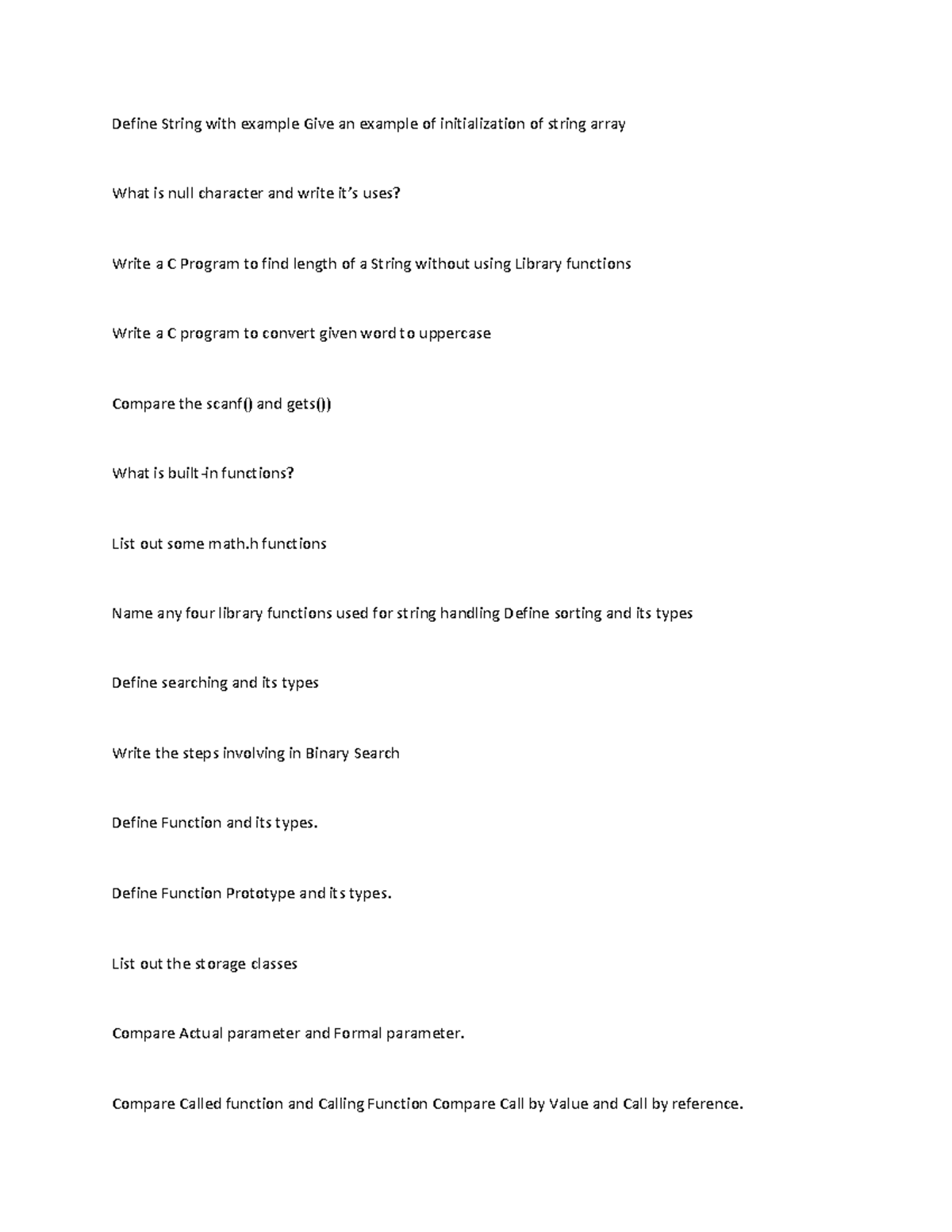 C Qb It Is The Question Bank Define String With Example Give An Example Of Initialization Of