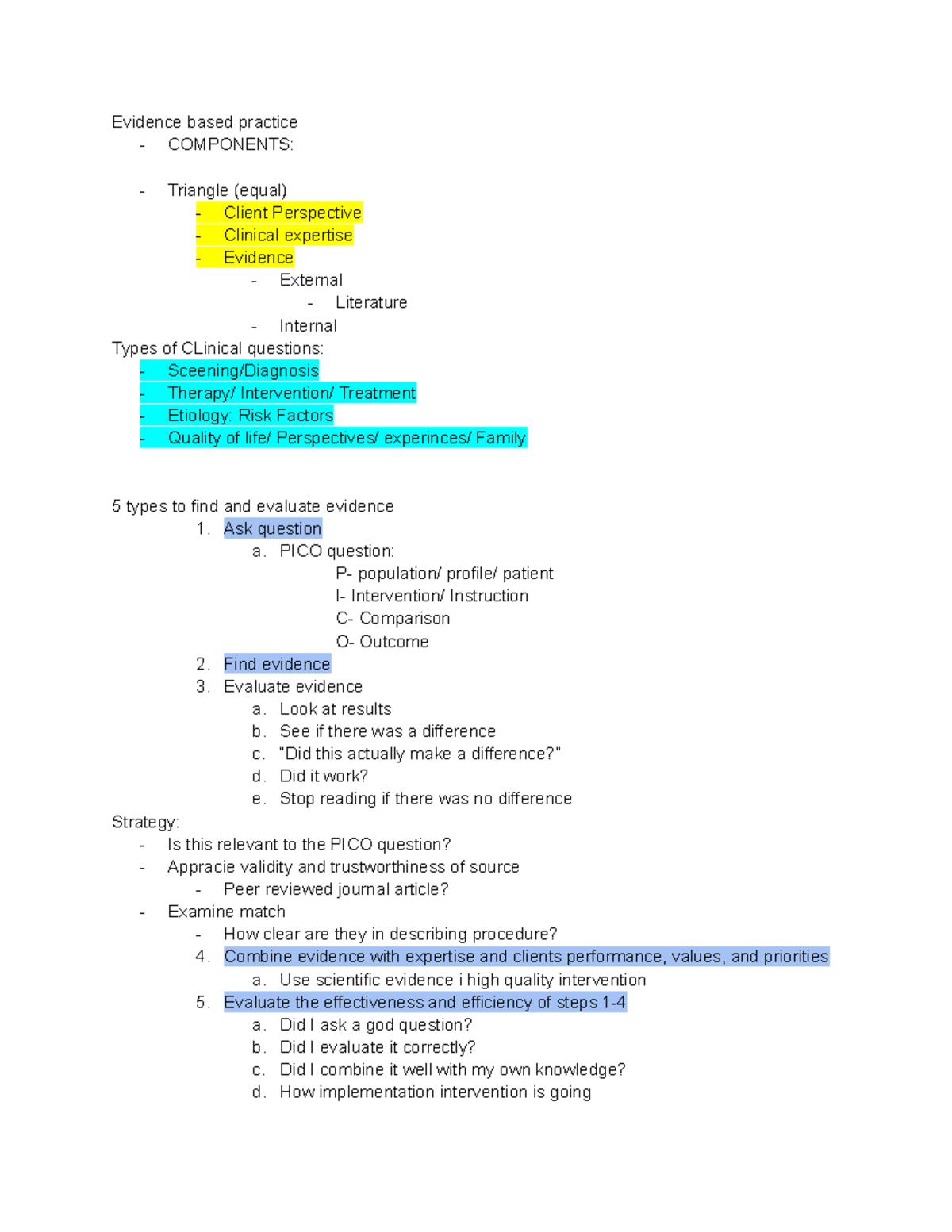 Language disorders Notes - Evidence based practice - COMPONENTS ...