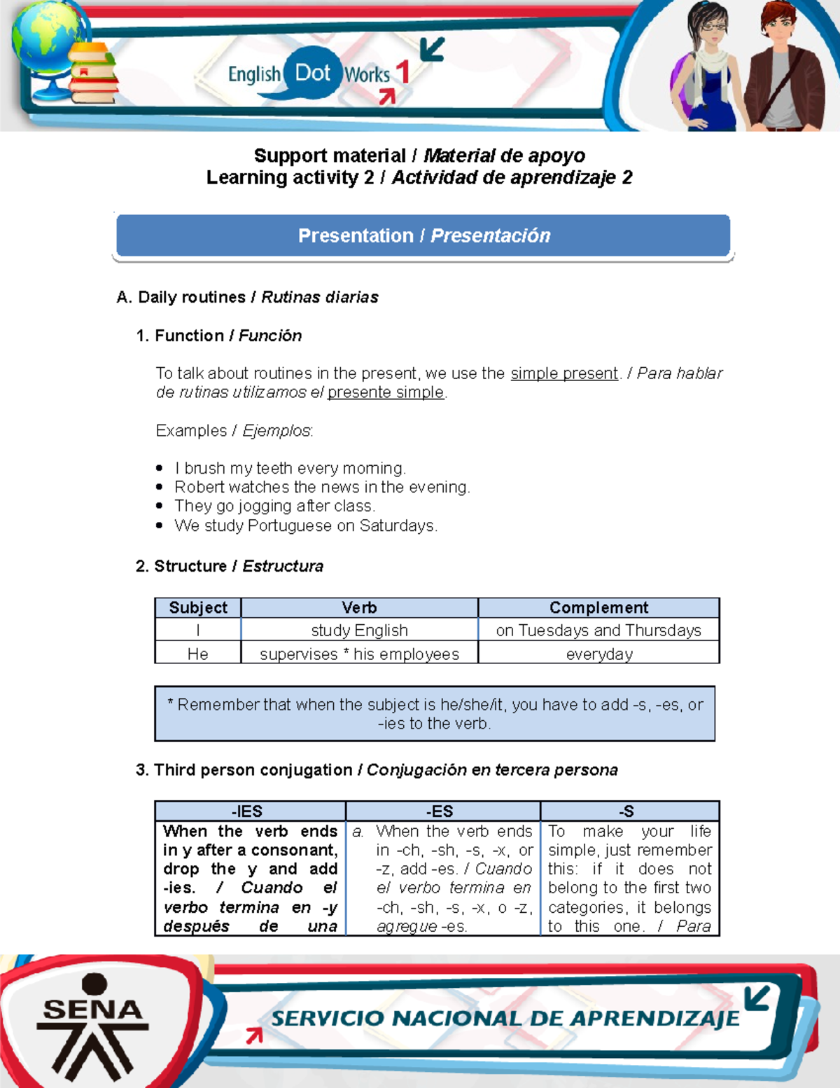 Material de apoyo 2 Activity 2 English 1 - Support material / Material ...