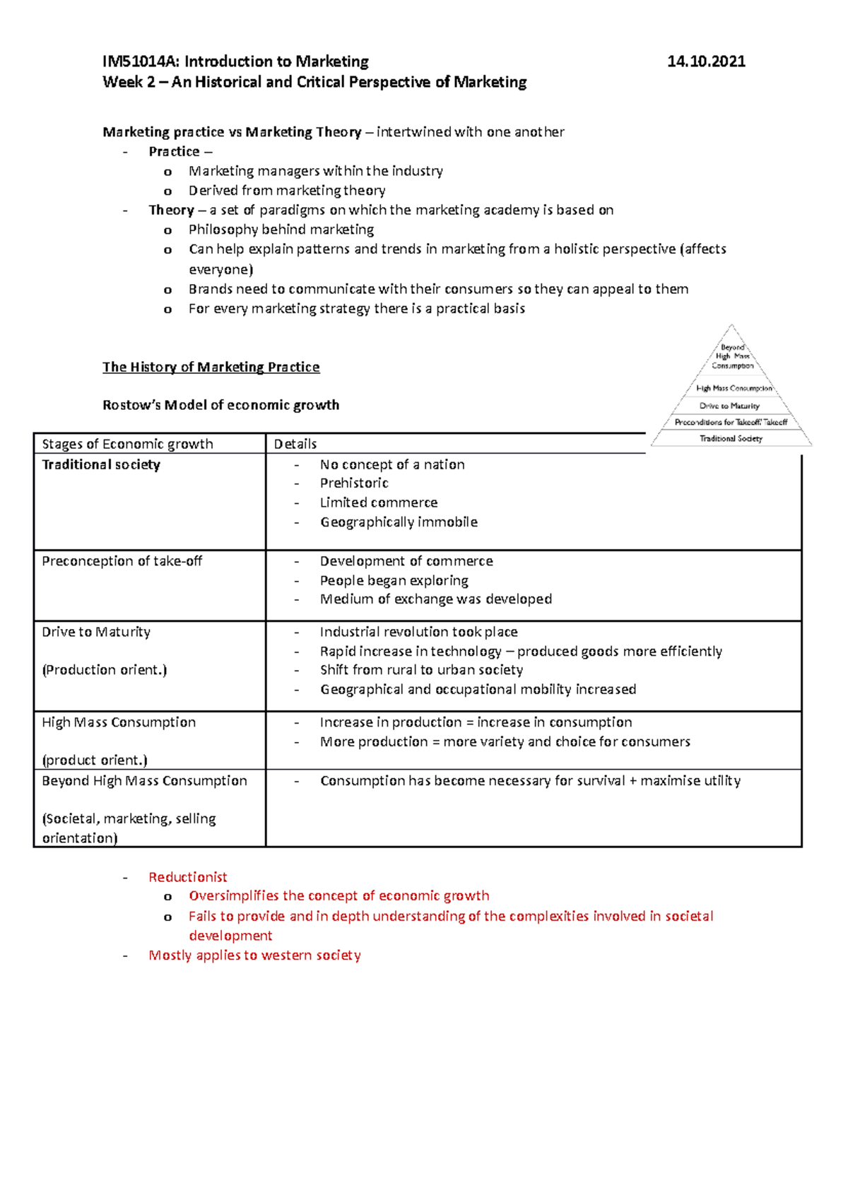 Week 2 – An Historical and Critical Perspective of Marketing - Week 2 ...