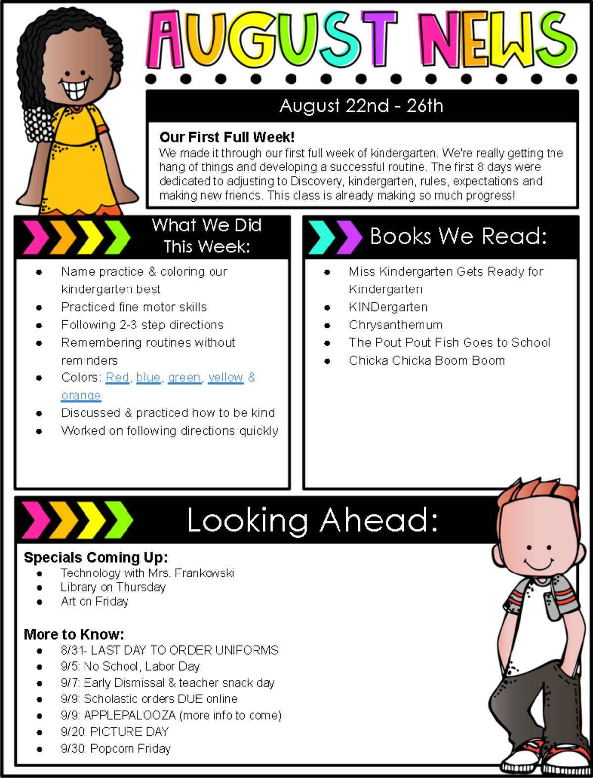 Aug 22-26 - Kssbsnbssbbd - Our First Full Week! We made it through our ...