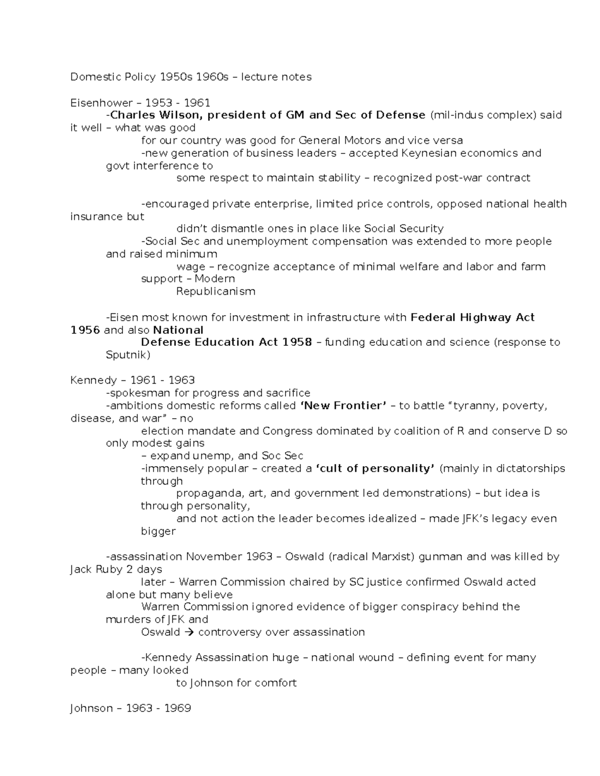 Ch 29 Domestic Policy 1950s-1960s - Domestic Policy 1950s 1960s ...