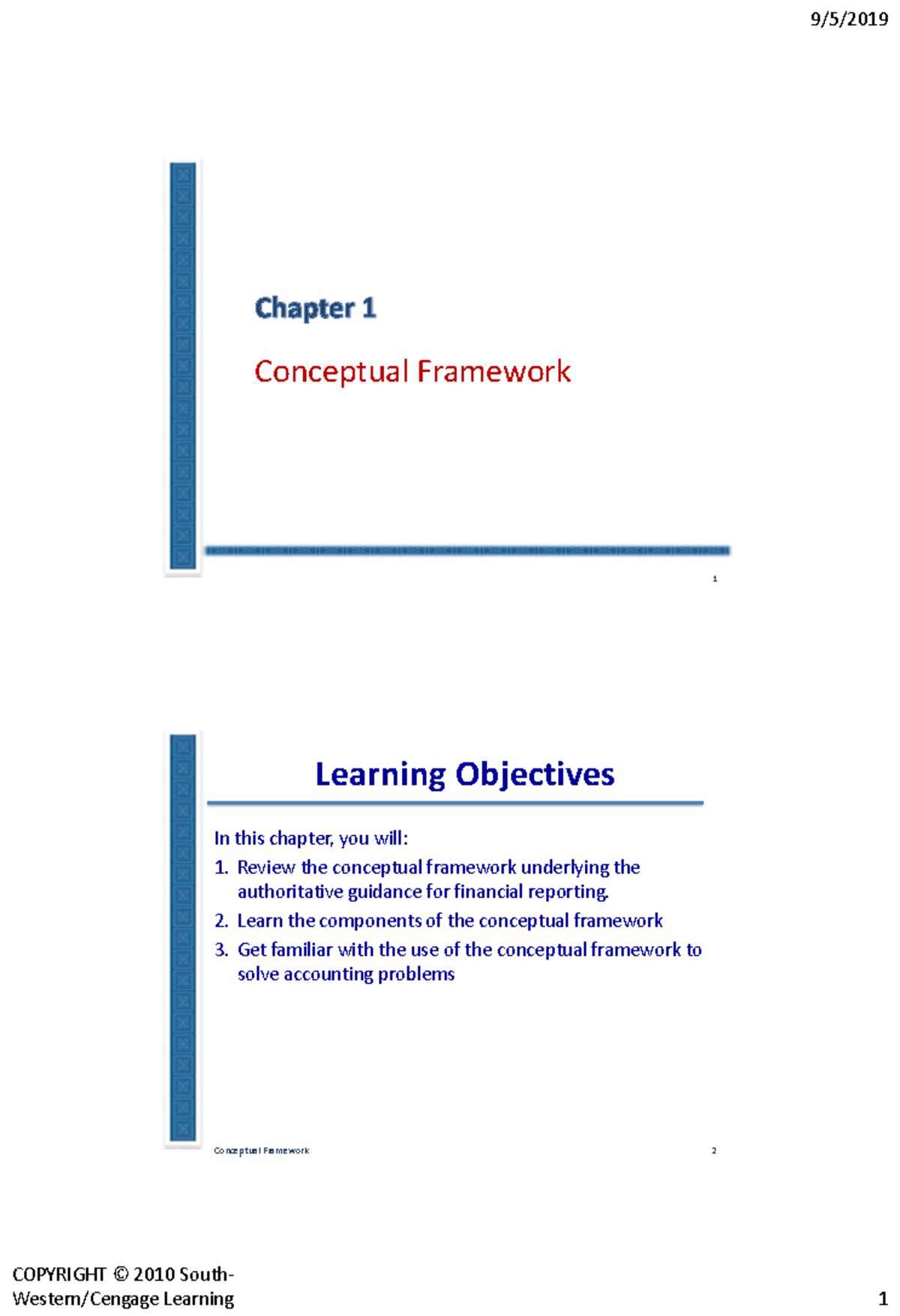 Ch1 Conceptual Framework 2018 students.pdf (1)-2 - COPYRIGHT © 2010 South- Conceptual Framework ...