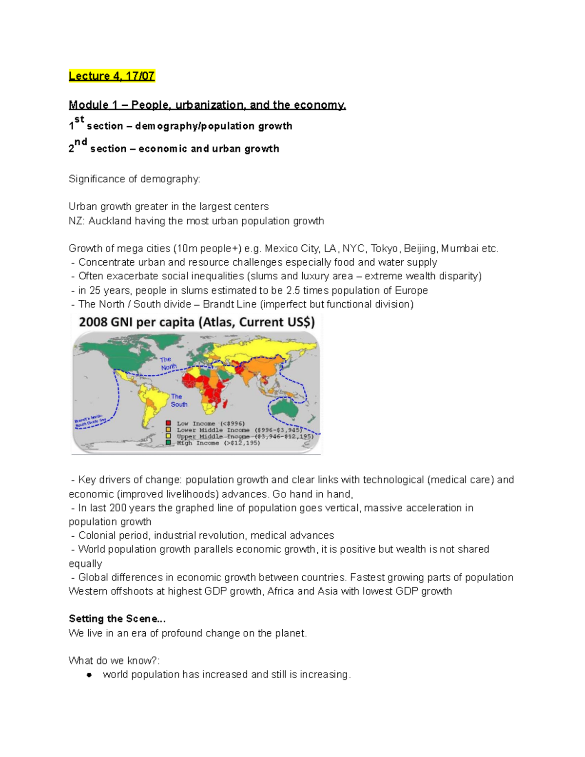 GEOG102 week 1 lecture summary - Lecture 4, 17/ Module 1 – People ...