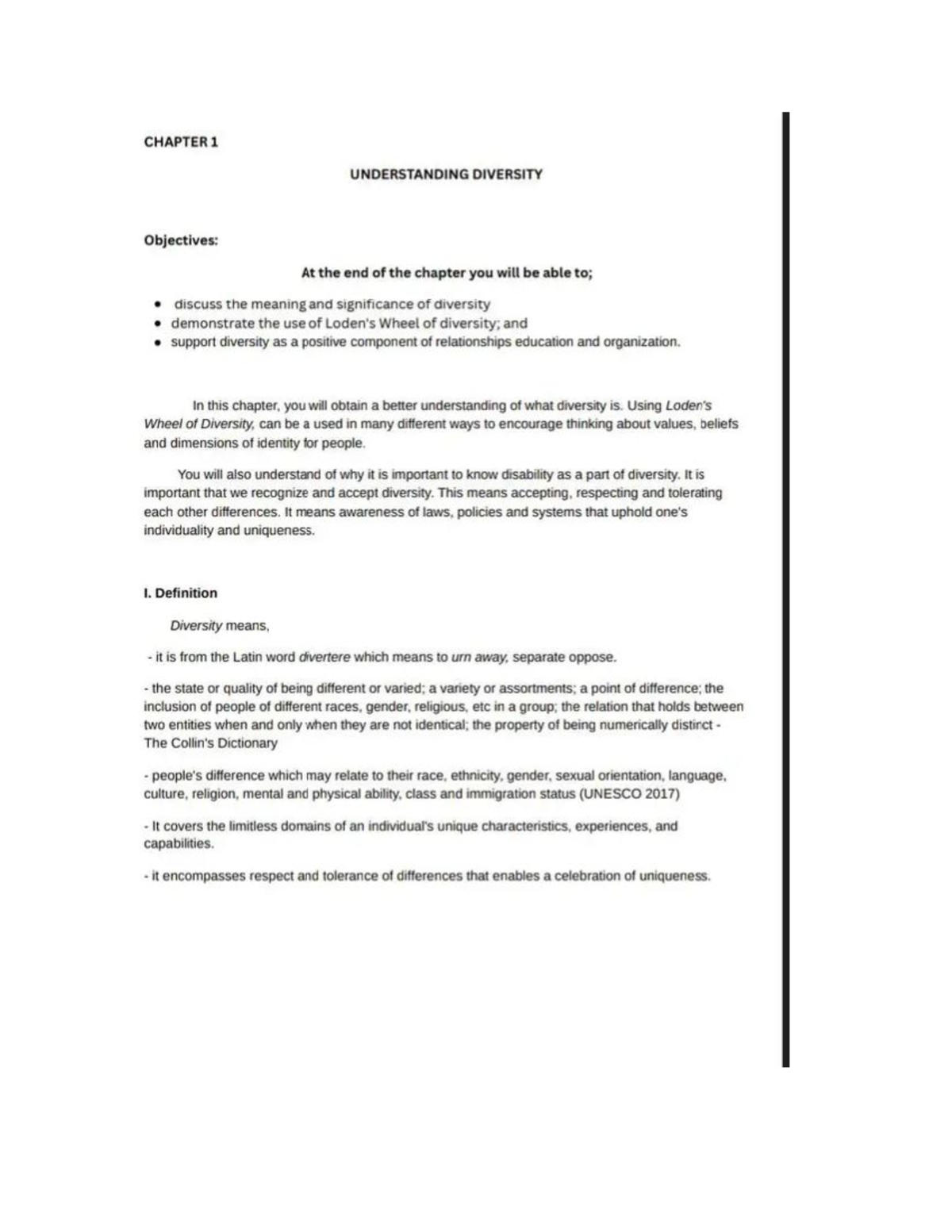 Module 1 - Understanding Diversity - Diversity->A person knows that his company is much better ...
