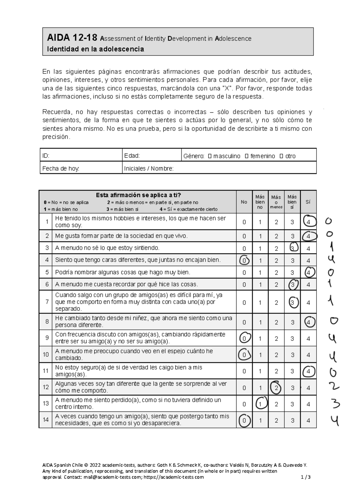 Anexo III AIDA Spanish Chile Questionnaire - AIDA Spanish Chile © 2022 ...