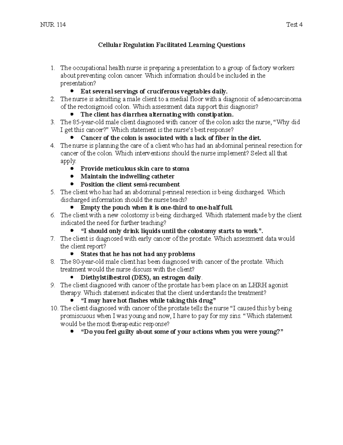 Cellular Regulation Facilitated Learning Questions - Which information ...