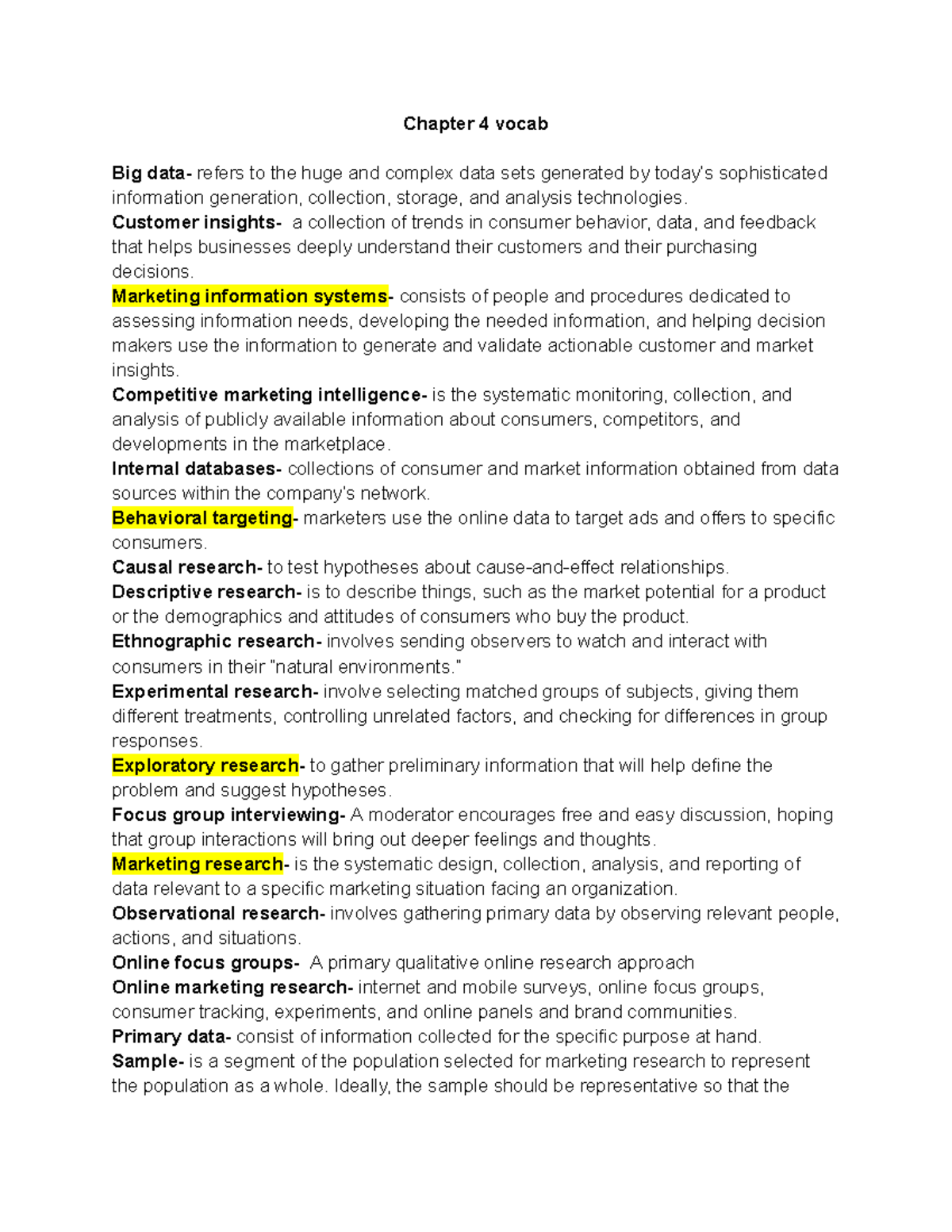 Chapter 4 vocab - Chapter 4 vocab Big data- refers to the huge and ...