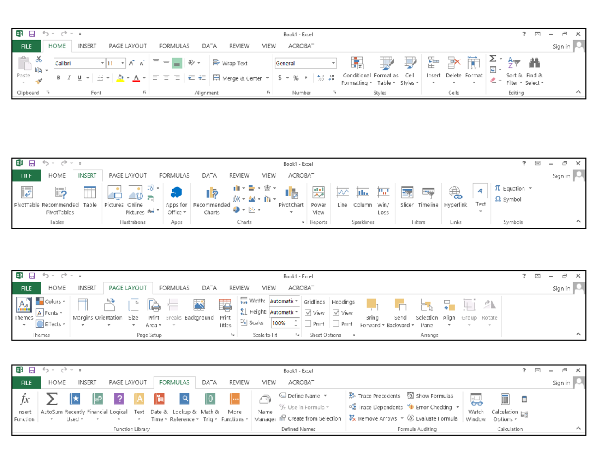 Excel Menus - - Studocu