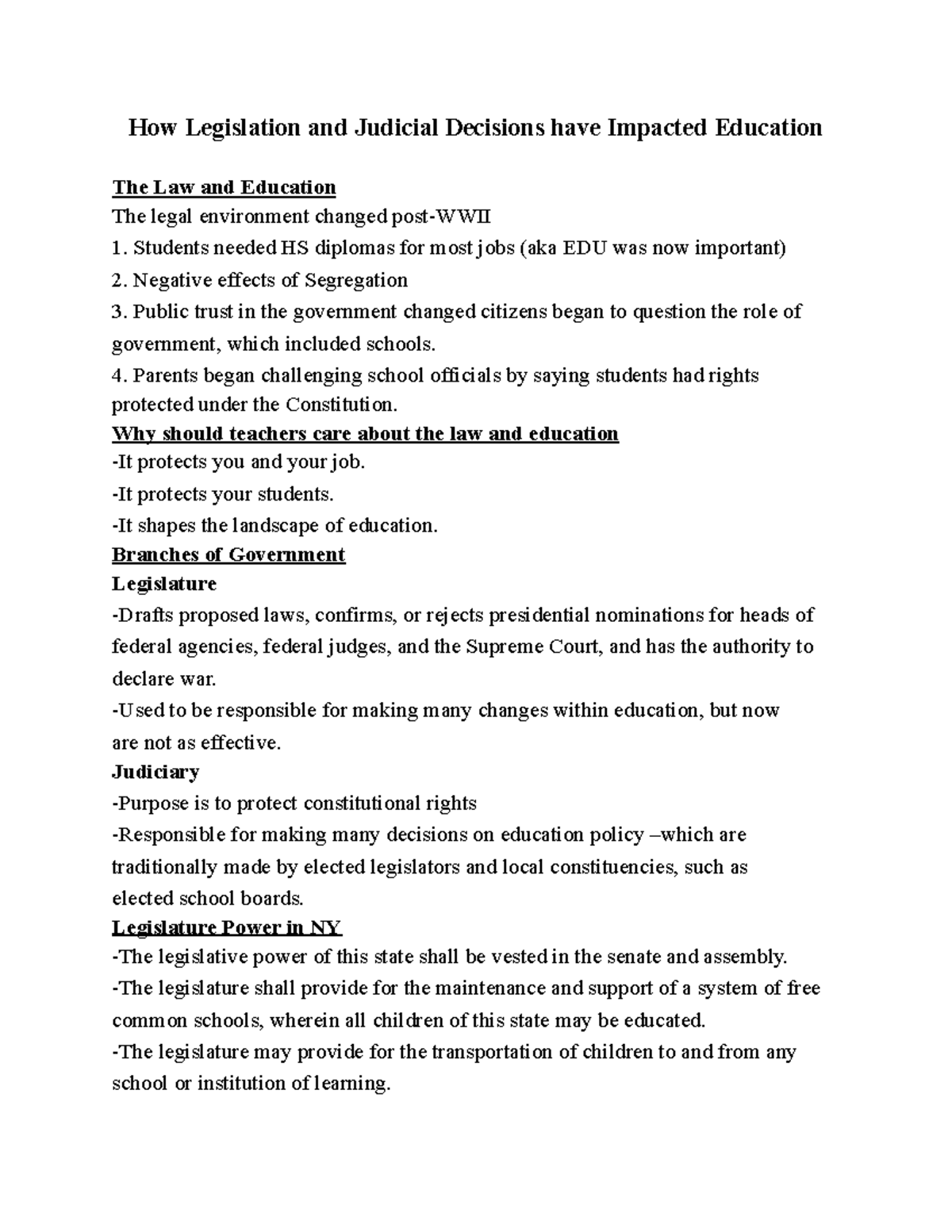How Legislation and Judicial Decisions have Impacted Education ...
