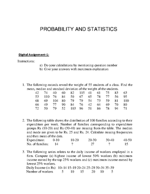 Statistics Lab 1 - Lab Assignment – I Problem 1: Use R as a calculator ...