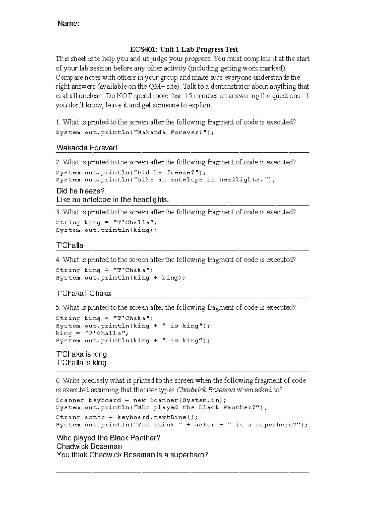 Unit1 Io Progresstest Ecs 401 Form Ecs401u Qmul Studocu