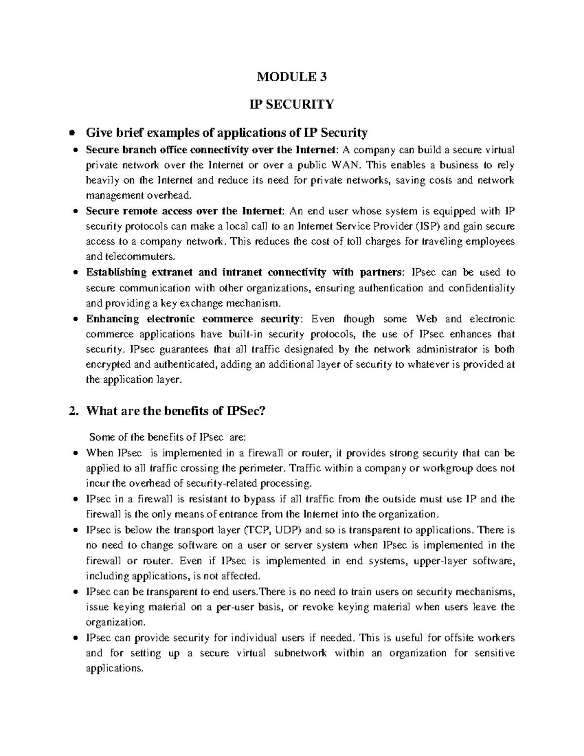 17EC835 Module 3 - NCS NOTES - MODULE 3 IP SECURITY Give brief examples ...