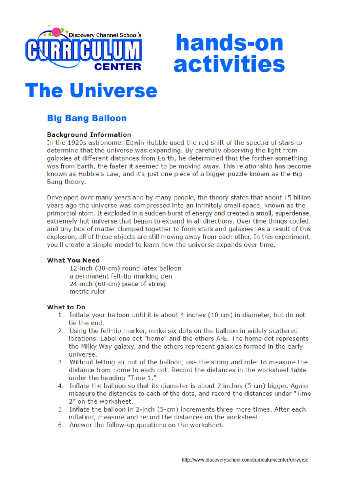 Big+Bang+Balloon - para estudiar - Discovery Channel CURRICULUM CENTER ...