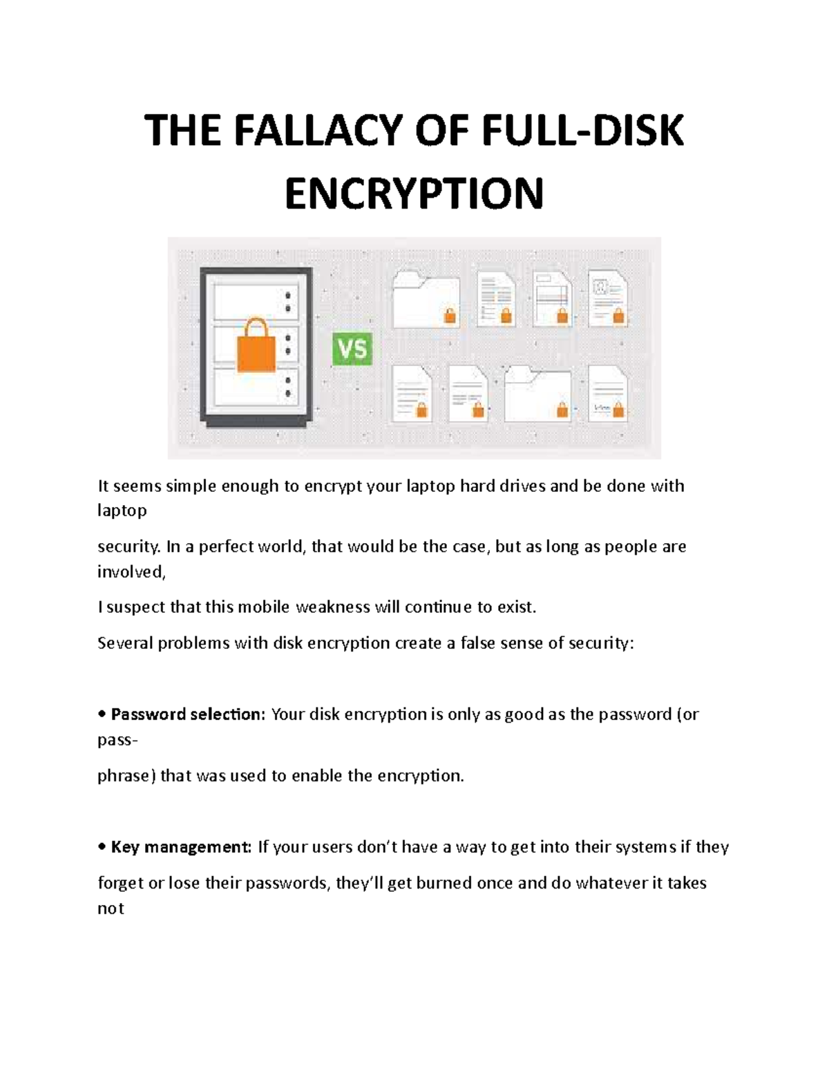 THE Fallacy OF FULL-DISK Encryption - THE FALLACY OF FULL-DISK ...