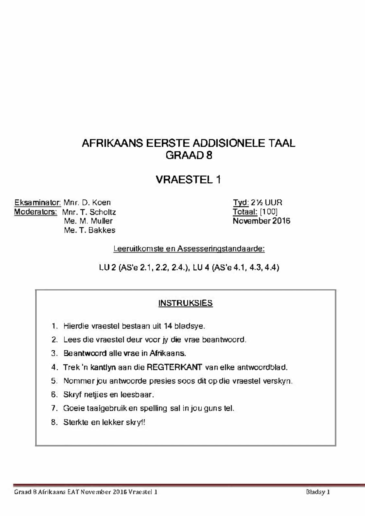 Afrikaans First Additional Language - AFRIKAANS EERSTE ADDISIONELE TAAL ...