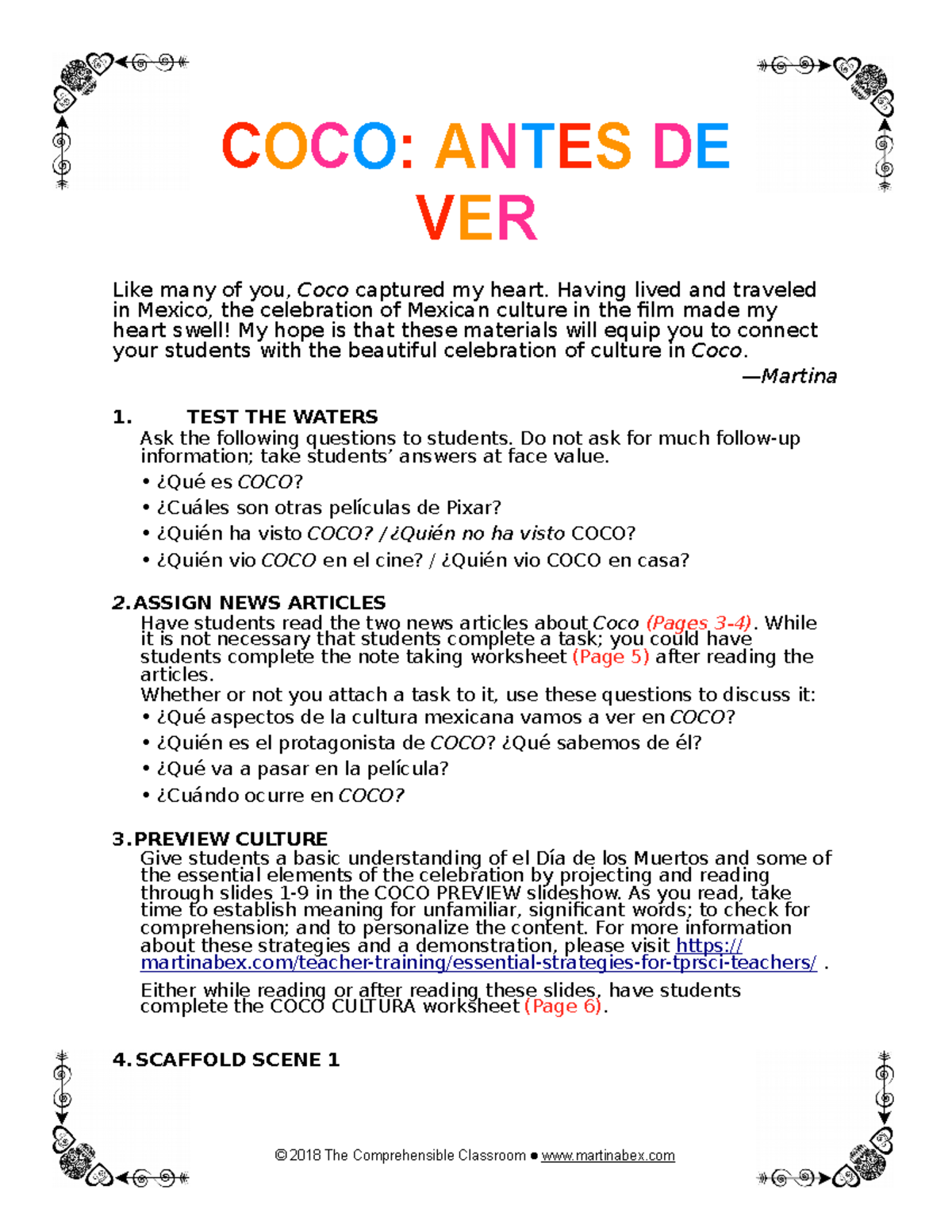 COCO preview lesson plans, famiy istory of student - COCO: ANTES DE VER ...