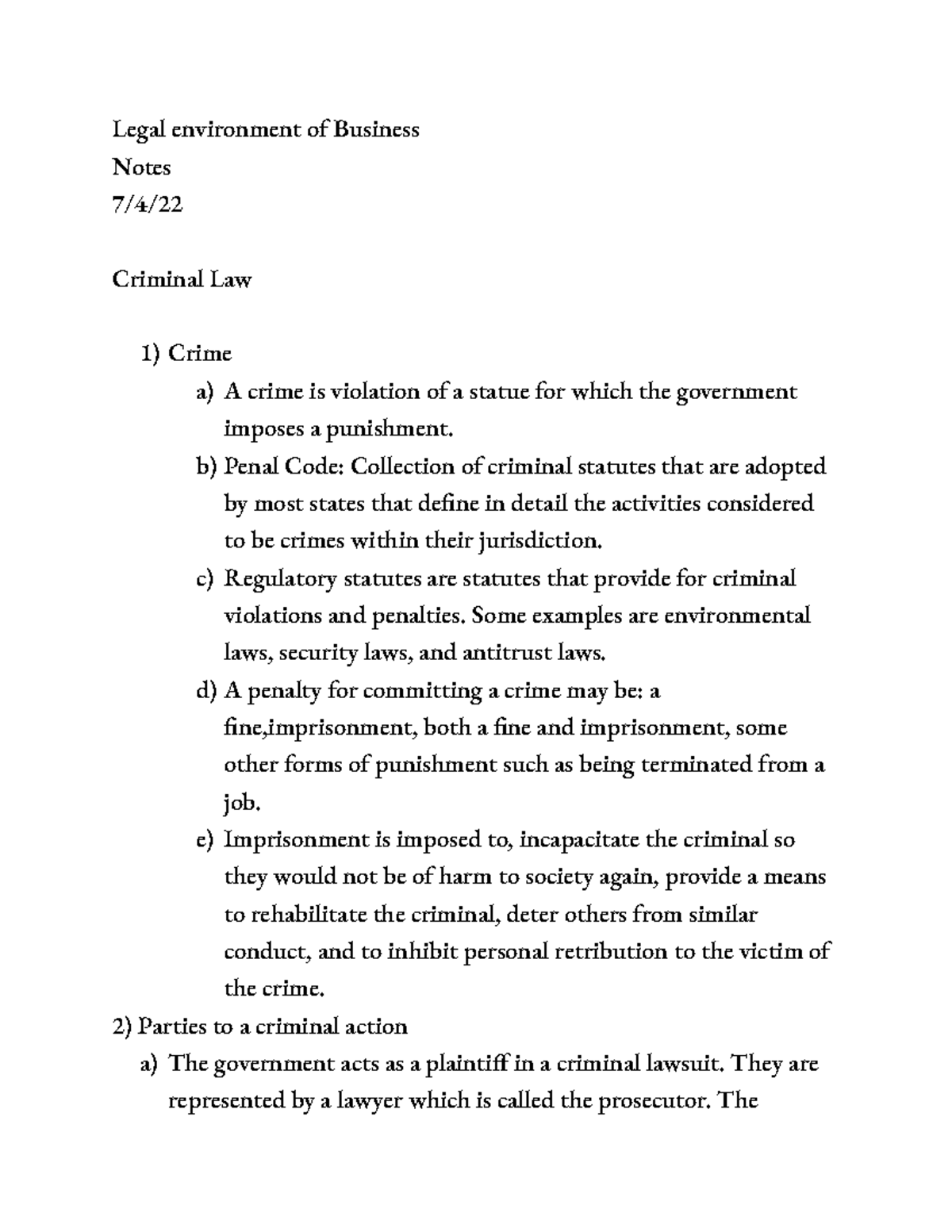 Legal environment of Business - Legal environment of Business Notes 7/4 ...