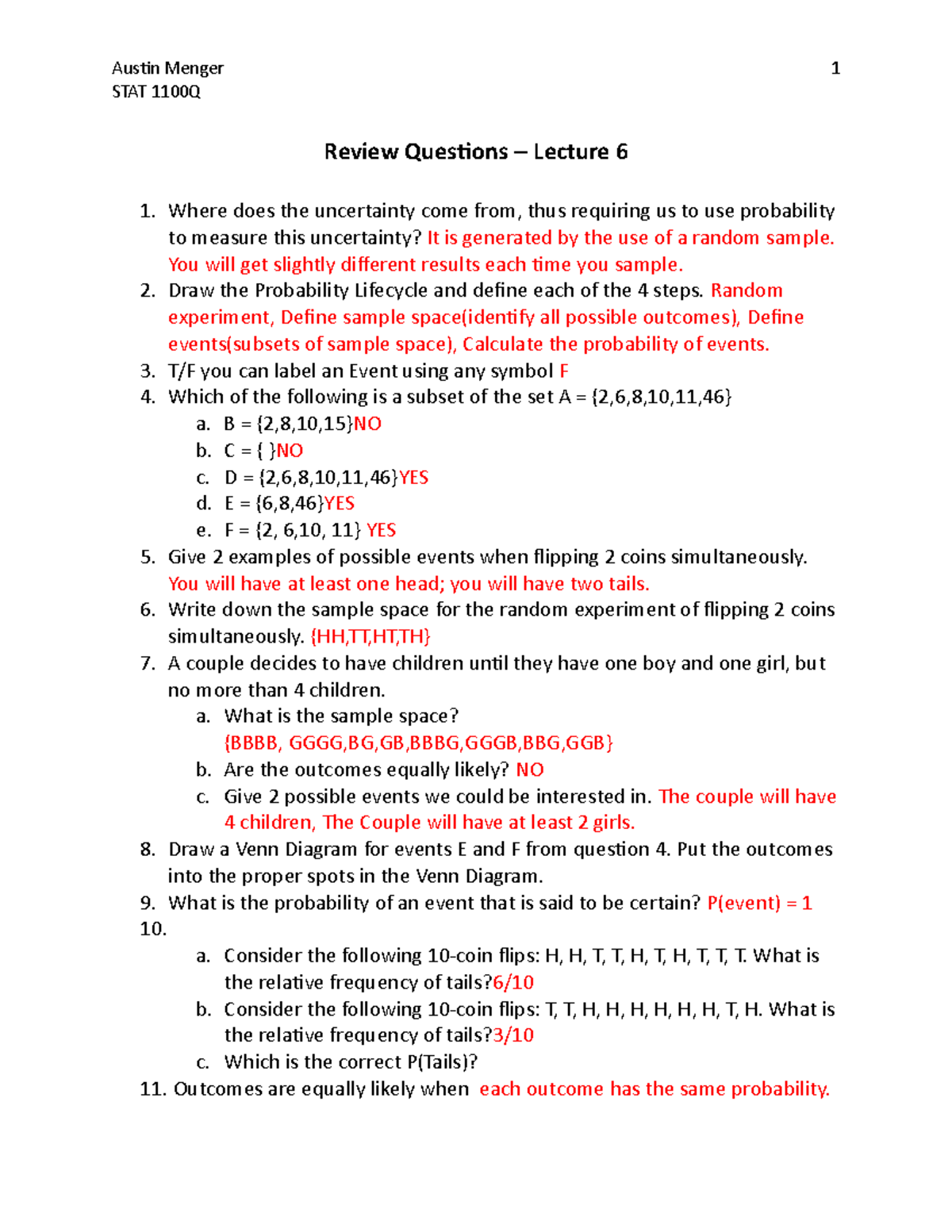 Lecture 6 Review Questions - Stat 1100Q - Spring '21 - Ausin Menger STAT 1100Q Review Quesions ...