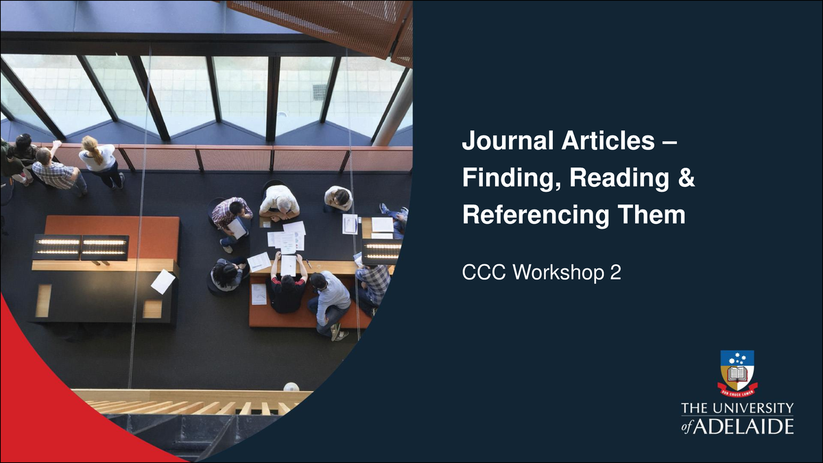 CCC Workshop 2 Handout 2024 1pp - Journal Articles – Finding, Reading ...