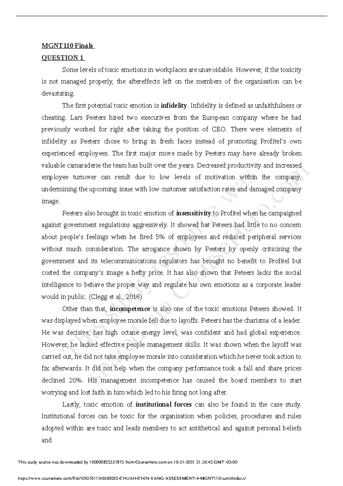 6560052 Chuah CHIN YANG Assessment 4 MGNT110 turnitin - MGNT110 Finals ...