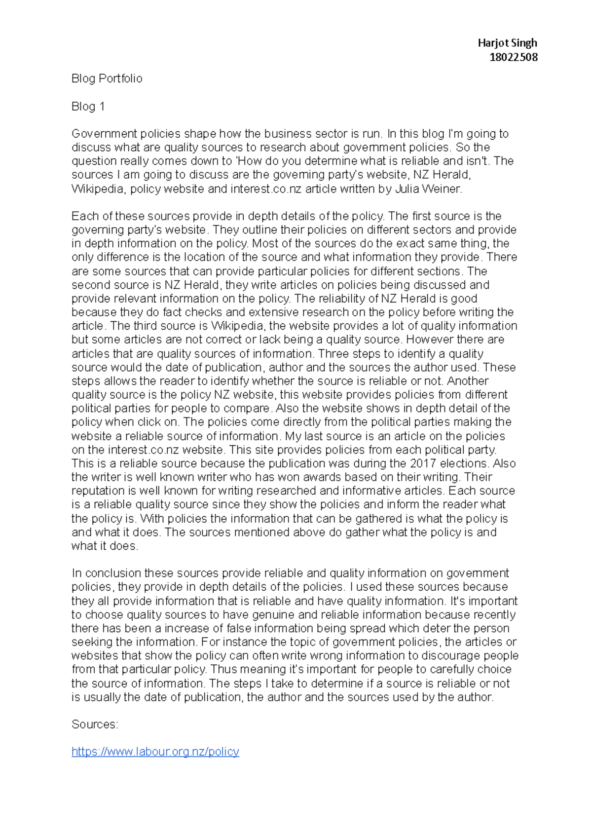 Blog Portfolio - summary - 18022508 Blog Portfolio Blog 1 Government ...