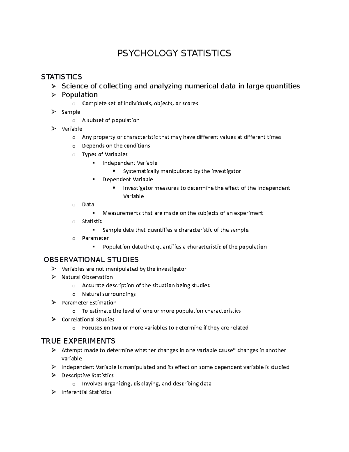 Reviewers - stats notes - PSYCHOLOGY STATISTICS STATISTICS Science of ...