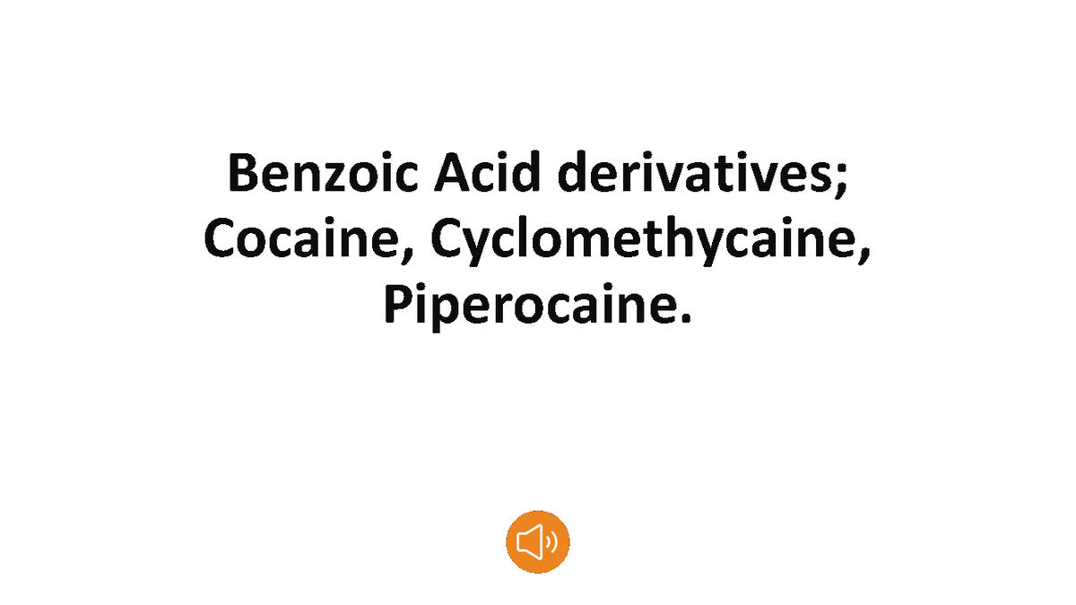 Benzoic acid derivative - Benzoic Acid derivatives; Cocaine ...