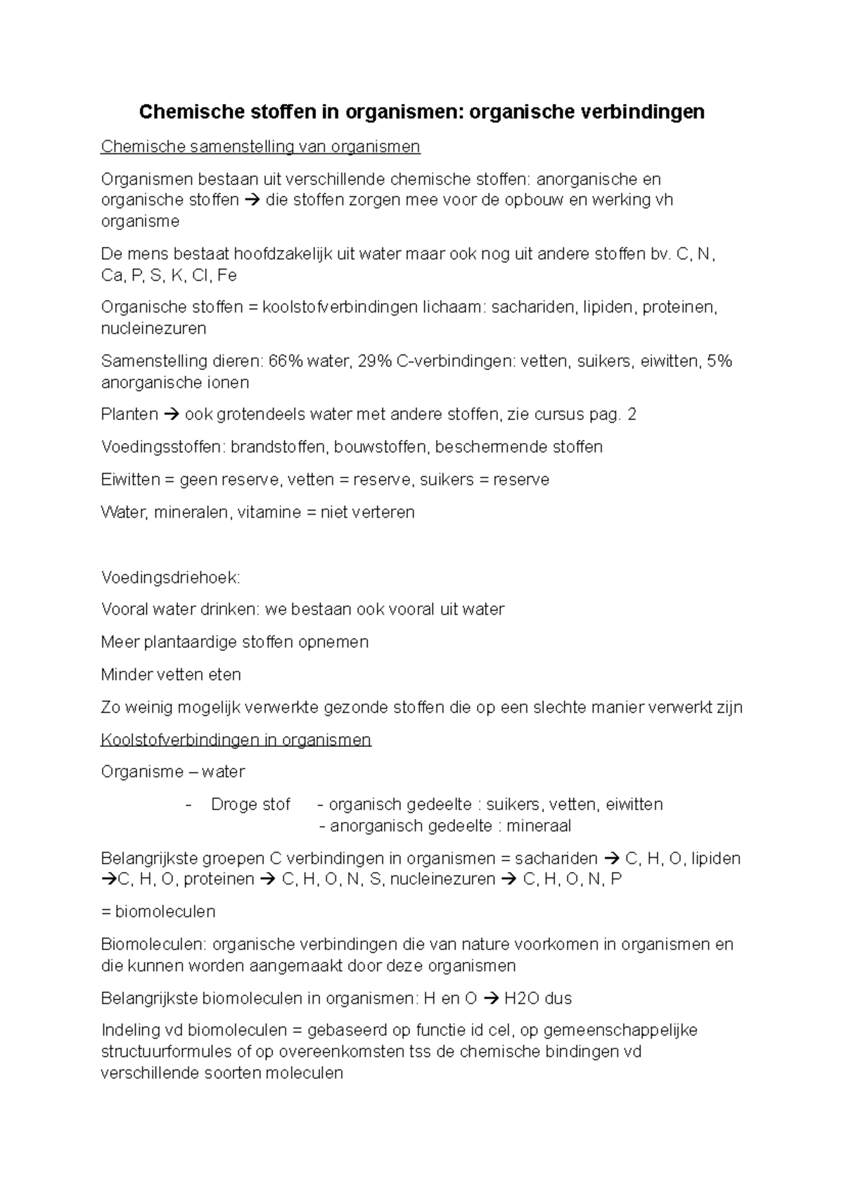 2 Chemische stoffen in organismen - organische verbindingen - Chemische ...