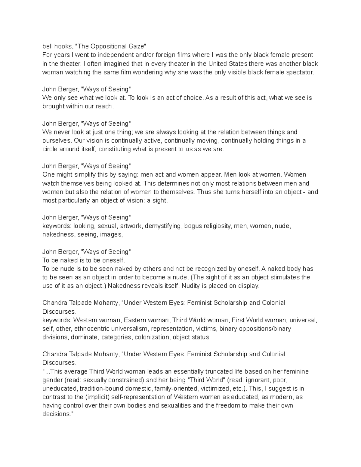 W28 - sociology of gender study guide - bell hooks, "The Oppositional ...