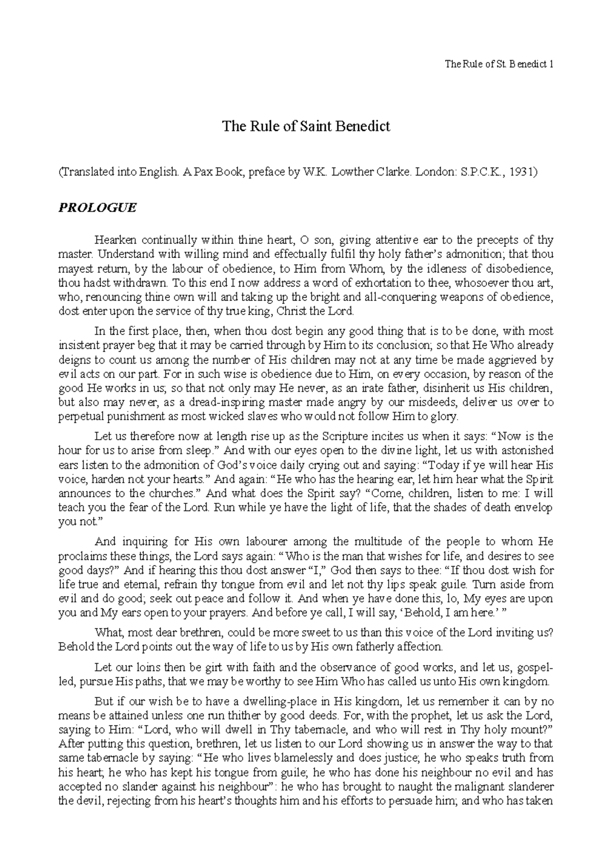 Rule of st benedict - st bendict rules - The Rule of Saint Benedict ...