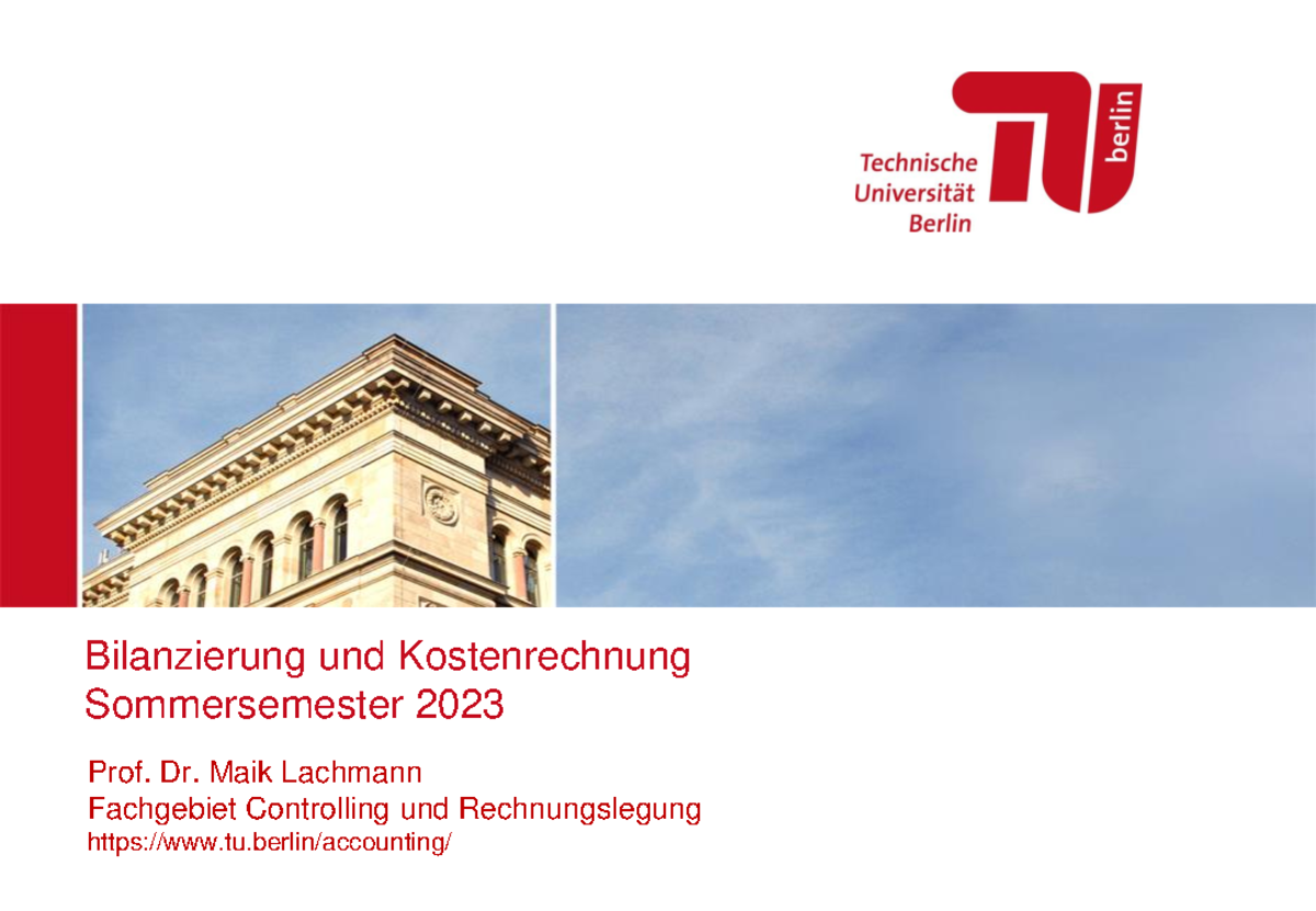 VL Bilanzierung So Se 2023 - Bilanzierung und Kostenrechnung ...