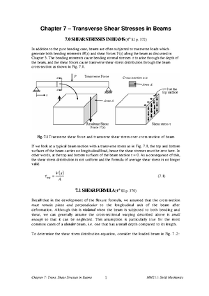 Chapter 7 - Transverse Shear Stresses in Beams - Chapter 7: Trans ...