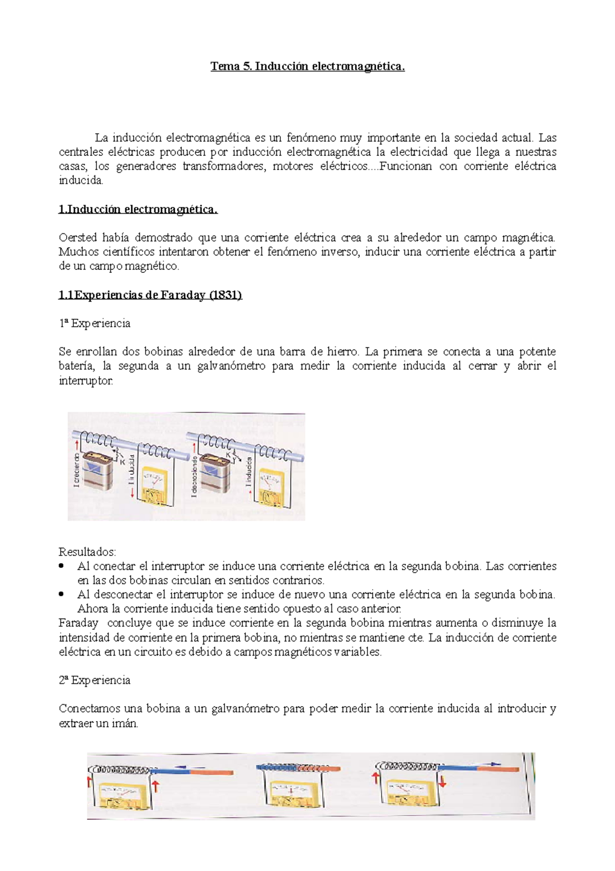 Induccion 1 - Tema 5. Inducción electromagnética. La inducción ...