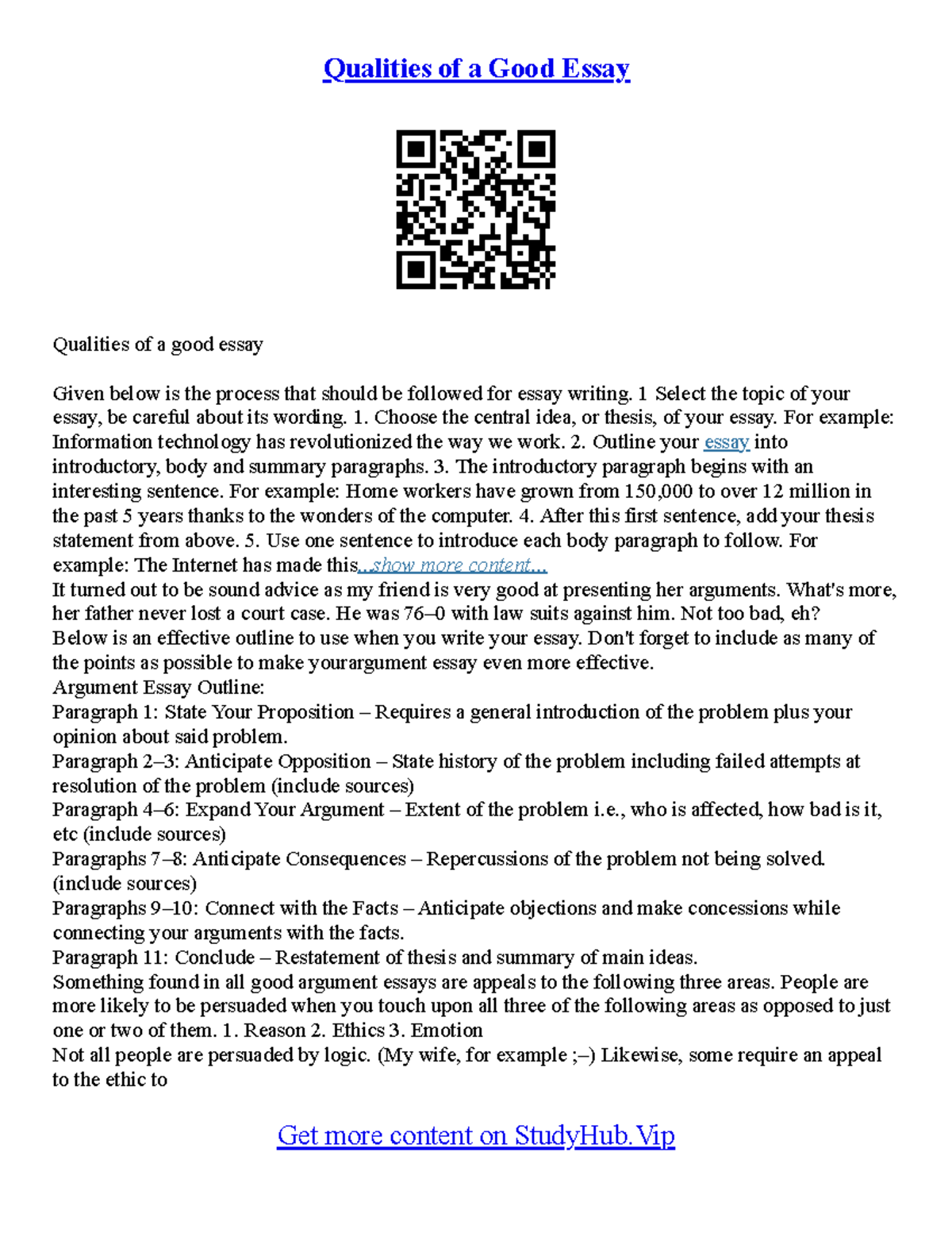 Classification Essay Thesis Statement - Qualities of a Good Essay Qualities of a good essay ...