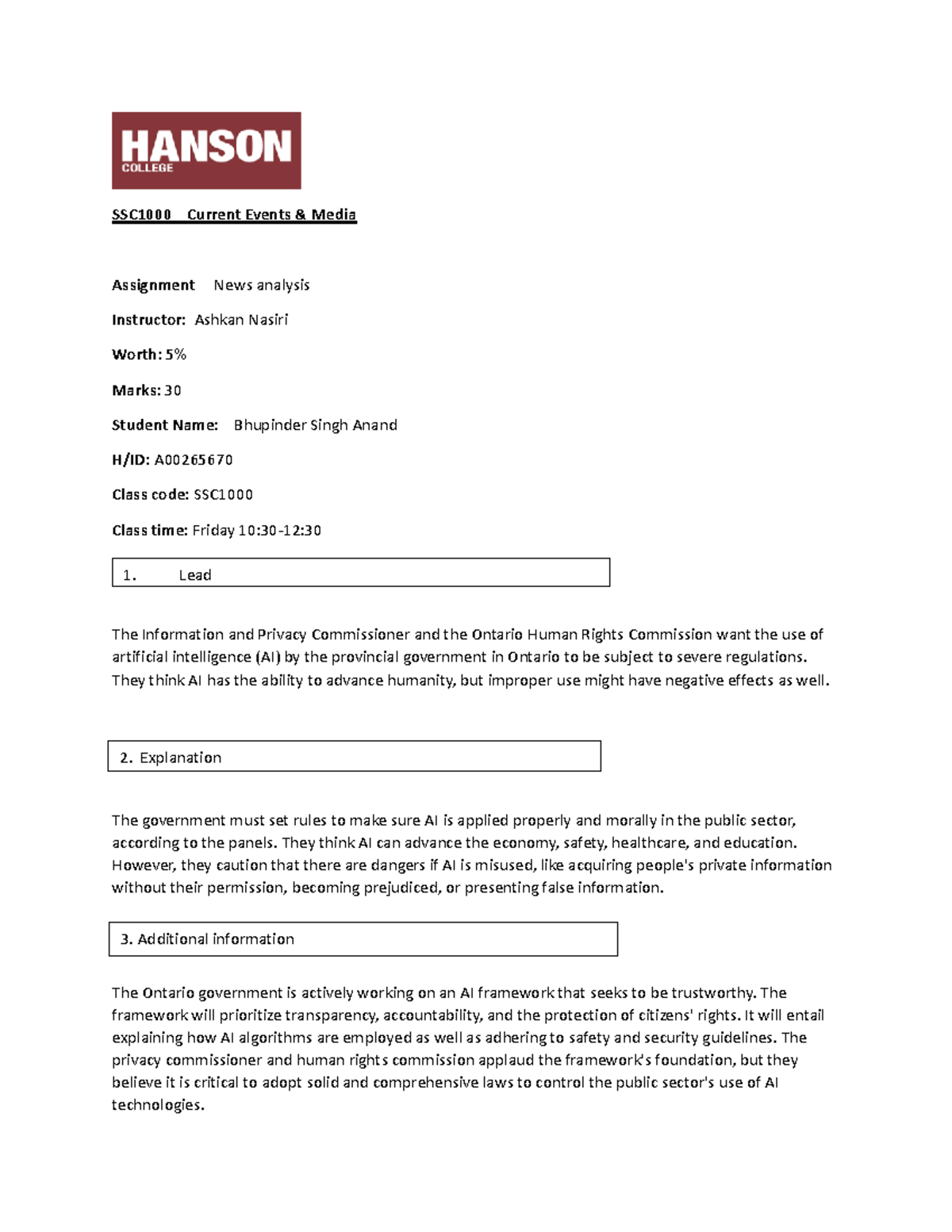 SSC1000 Current Events assignment - SSC1000 Current Events & Media ...