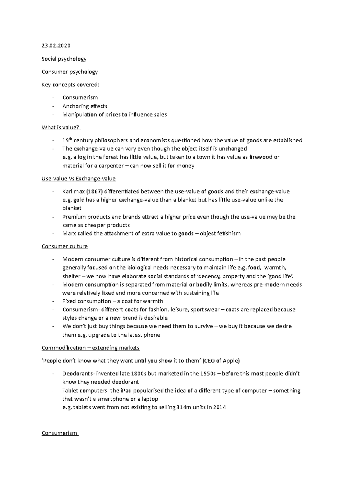 Consumer psych 5 - Lecture notes 5 - 23. Social psychology Consumer ...
