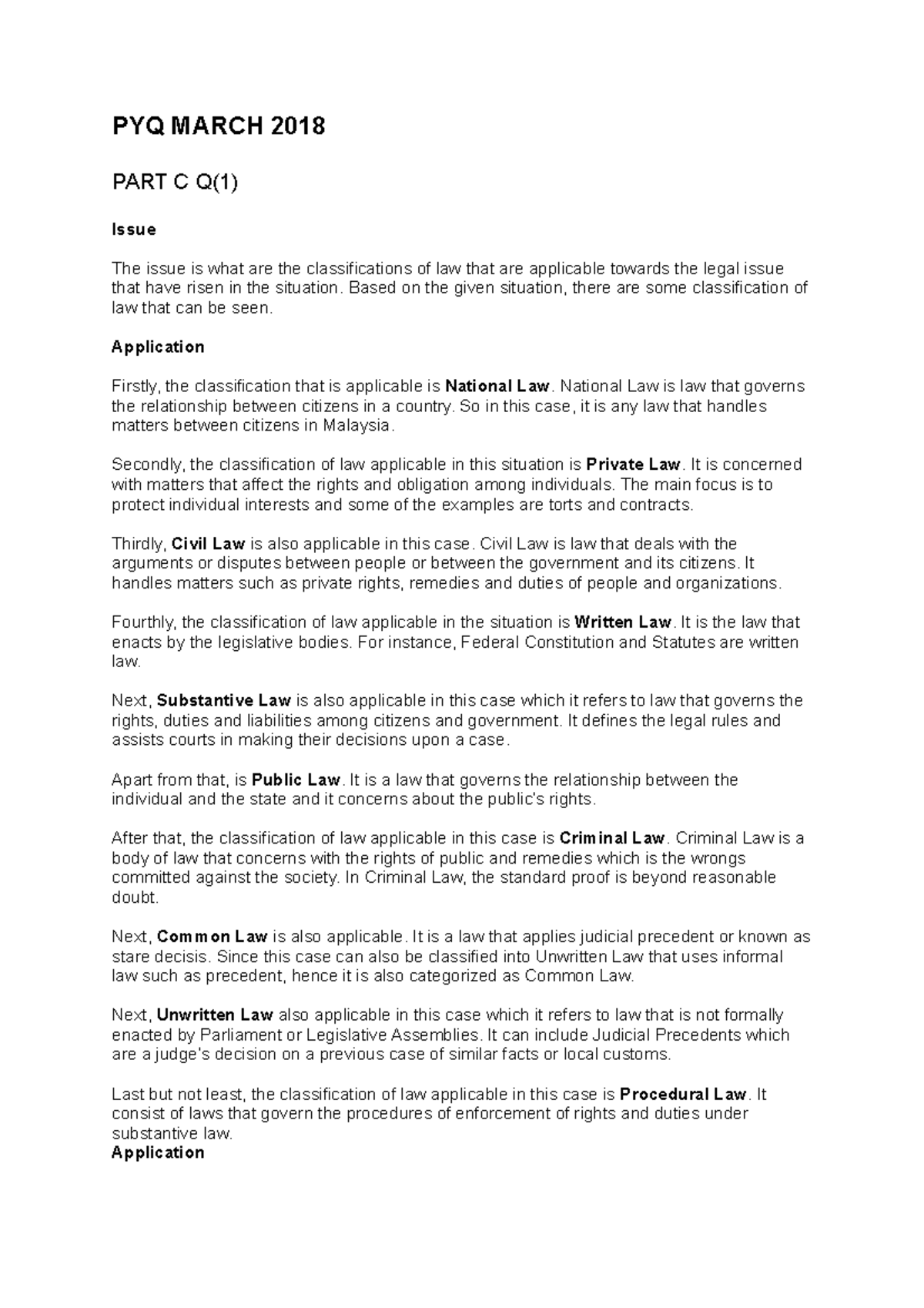 PYQ March 2018 - Introduction to Legal Theories - UiTM - StuDocu