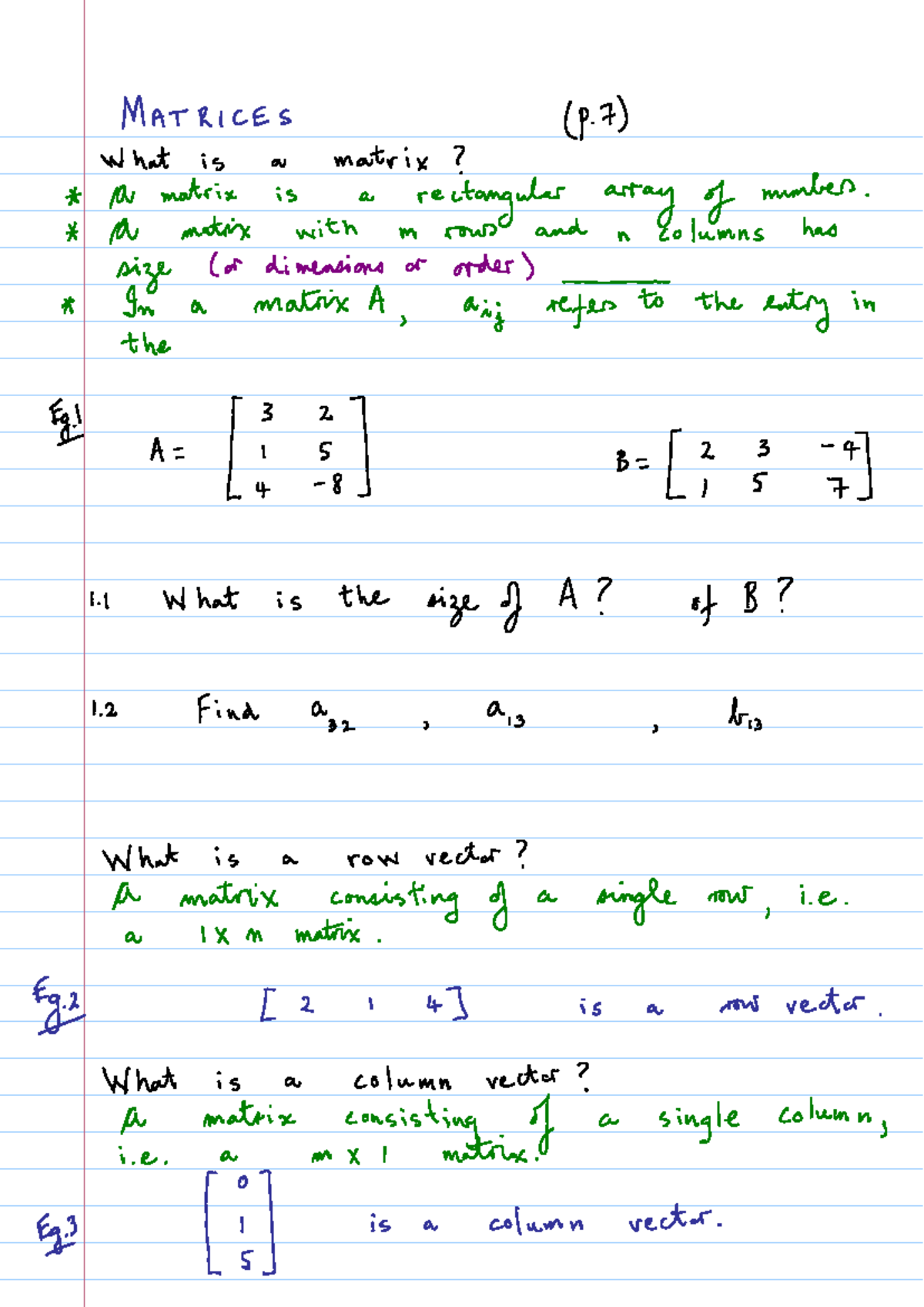 05 to 06 Matrices - good - MATRICES What is a matrix ? matrix is a ...