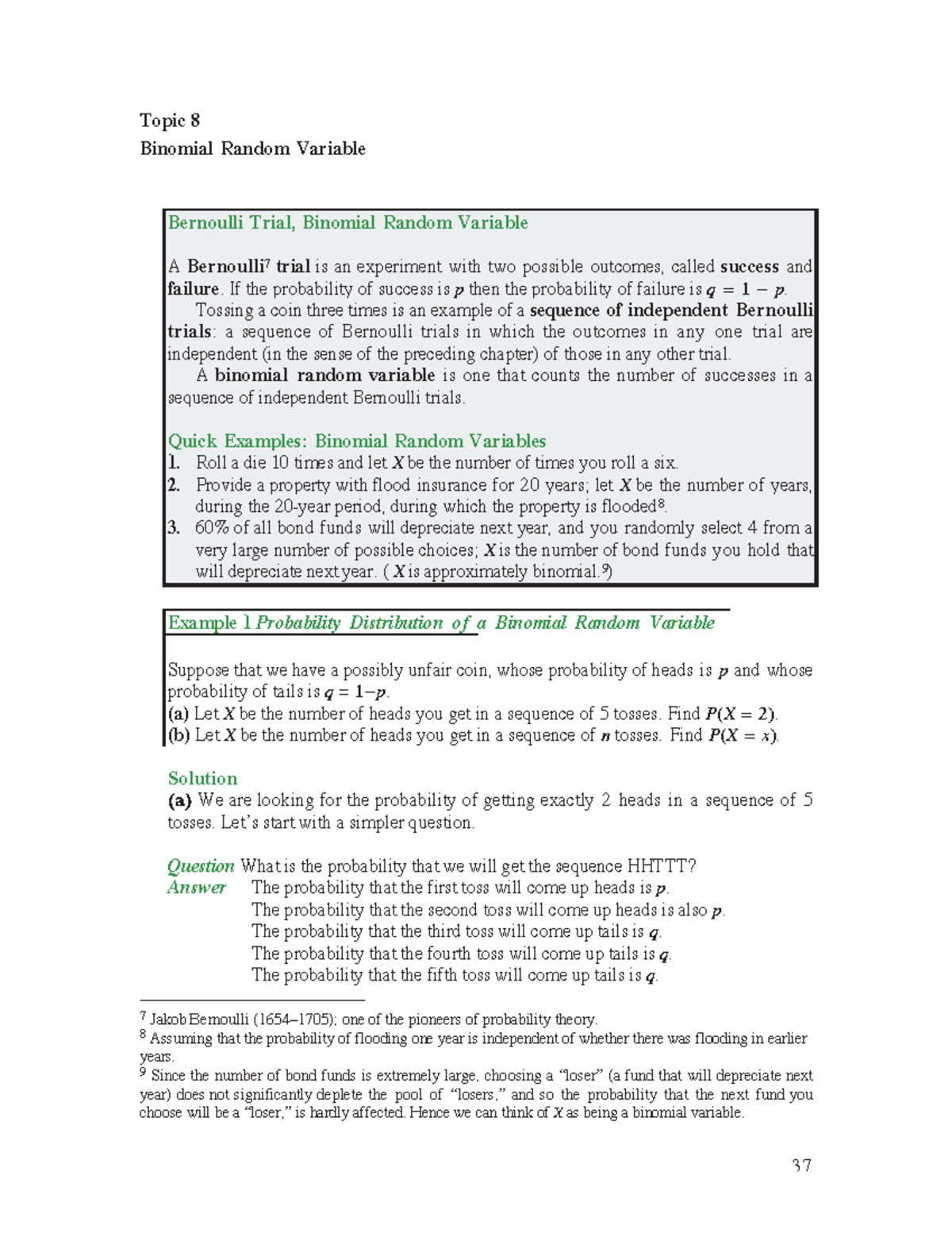T8 Binomial Random Variable Topic 8 Binomial Random Variable