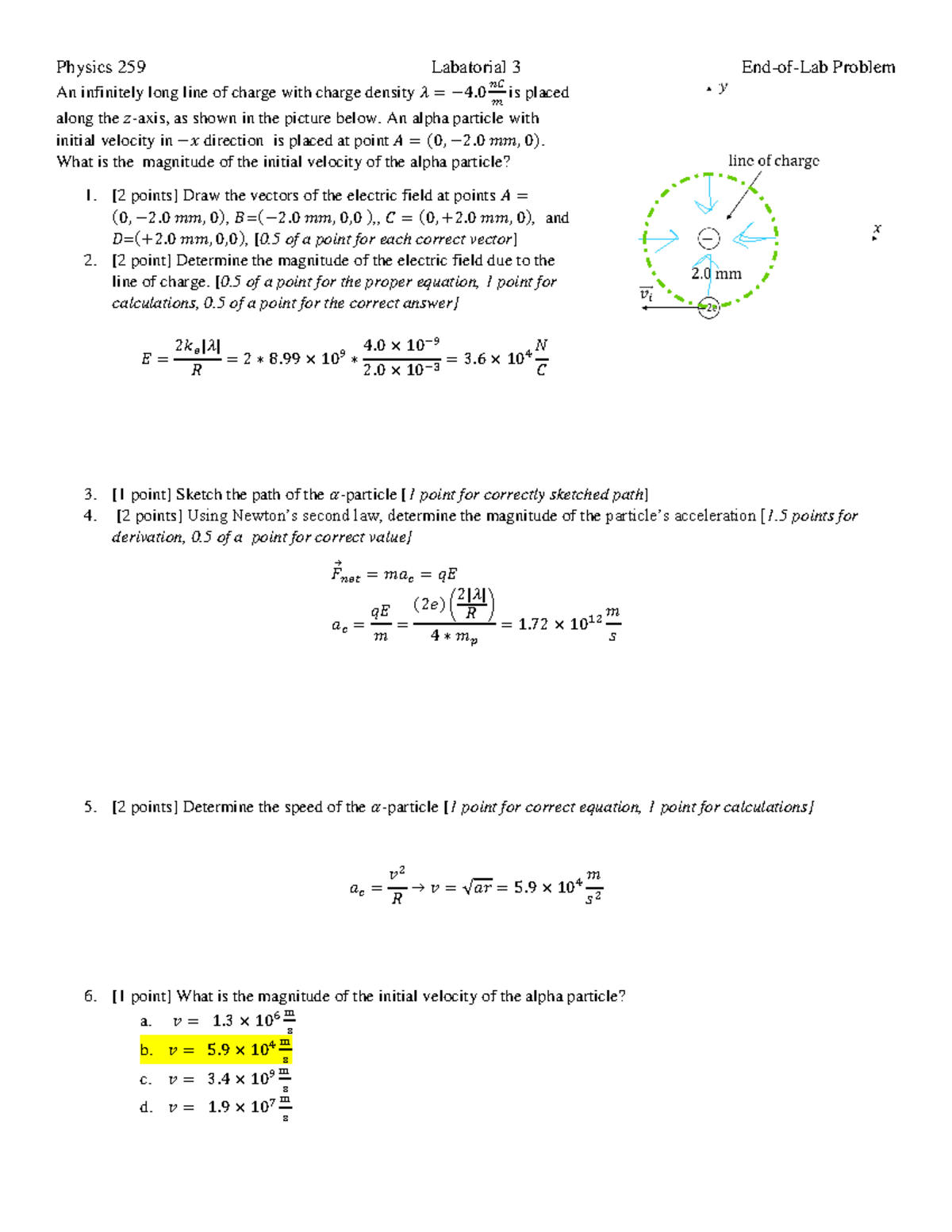 End-of-Lab-Problem 3 Slns - Physics 259 Labatorial 3 An infinitely long ...