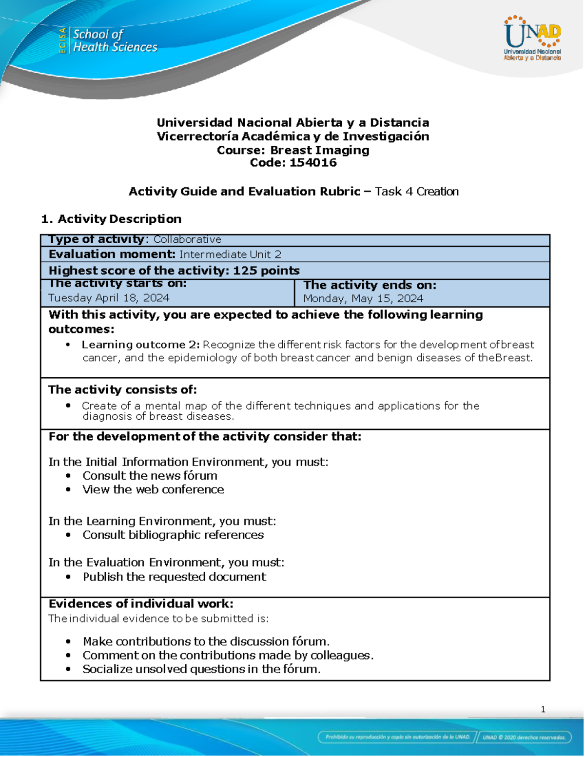 Activity guide and evaluation rubric - Unit 2 - Task 4 - Creation ...