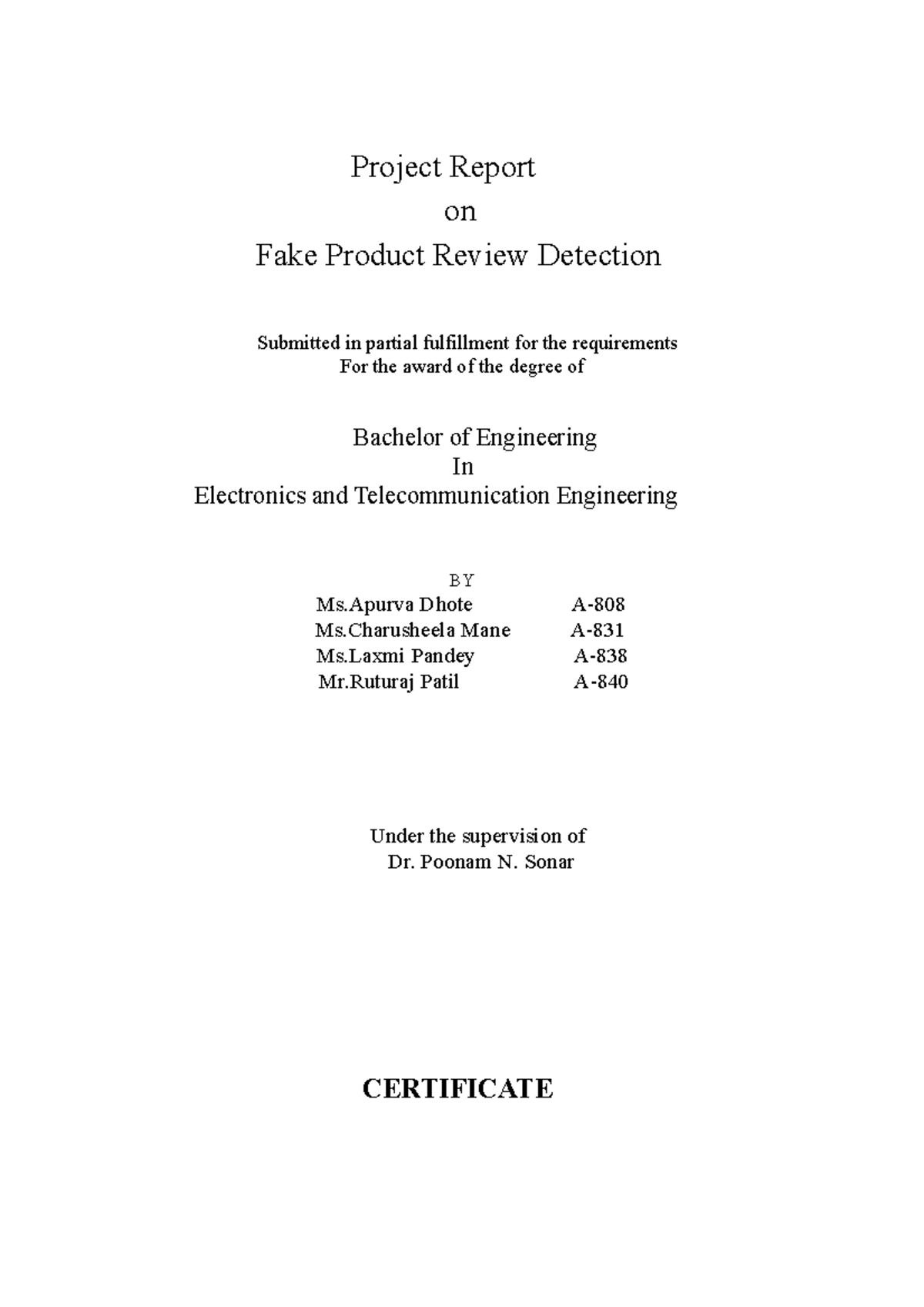 BE Report - this is a fakw - Machine Learning - Project Report on Fake ...