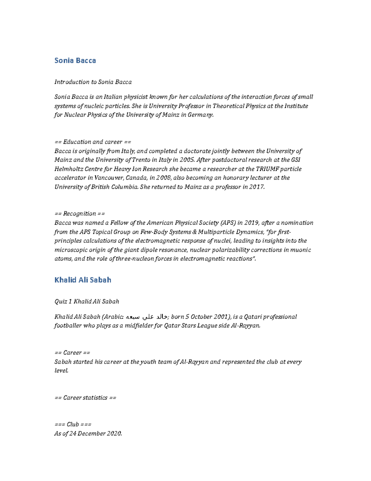 HIST123Essay Sonia Bacca - Sonia Bacca Introduction to Sonia Bacca ...