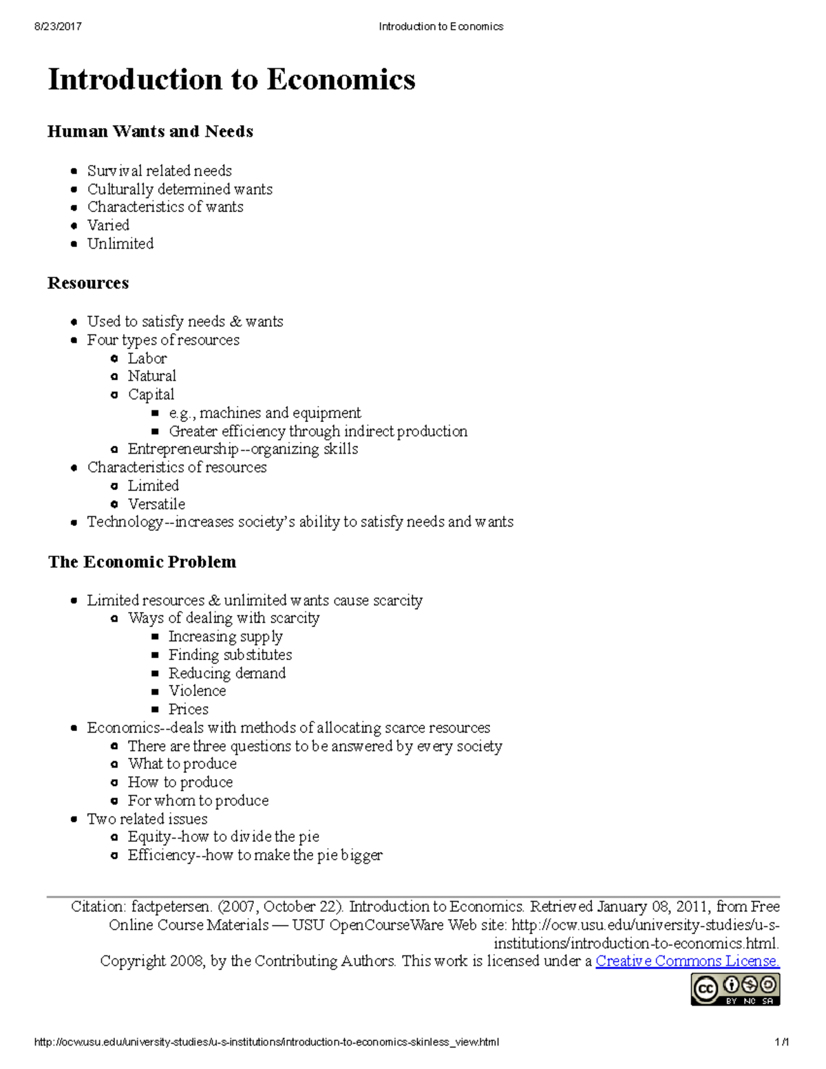 Introduction to Economics - , machines and equipment Greater efficiency ...